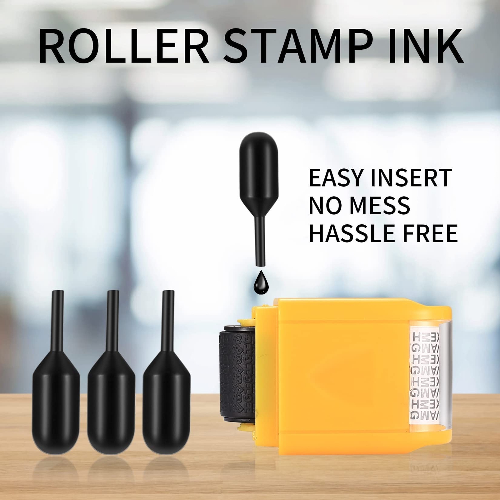 12 Pcs Ink Refills for Identity Theft Protection Roller Stamps, Black ...