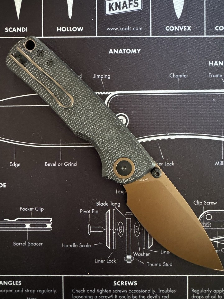 Porcupine - EDC Pocket Knife, 2.99’’ 14C28N Steel Rose Gold Blade, Top ...