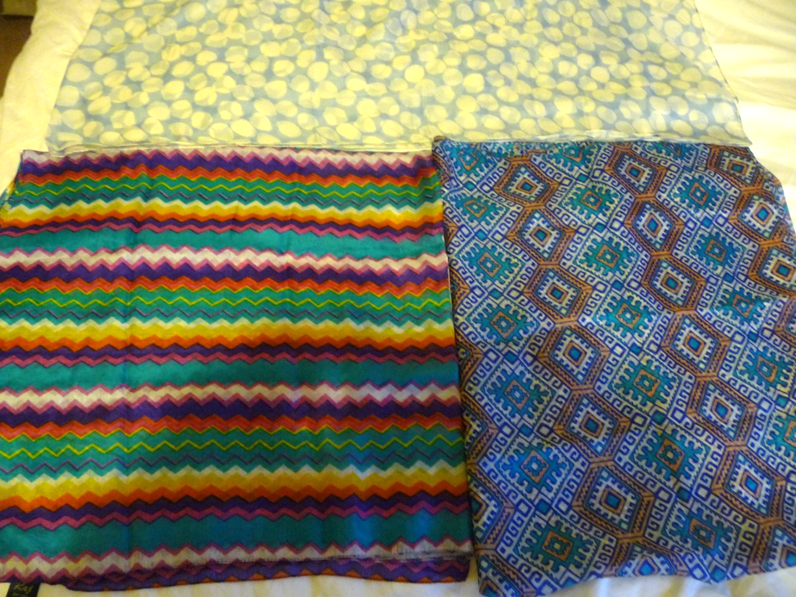 100% Silk Scarves, Job Lot of 3, 1 by Raj, 1 large and long by Sharco ...