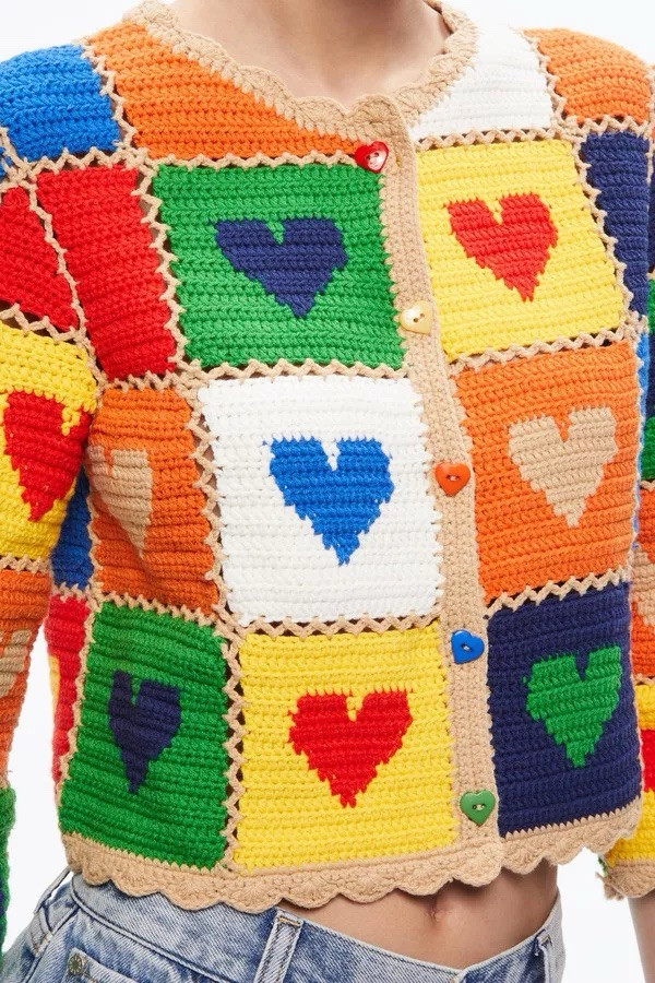 ALICE + OLIVIA ANDERSON CROCHET HEART CARDOGAN SIZE XS NWOT | eBay