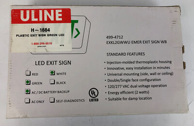 ULINE H-1664 Hard-Wired Exit Sign Injection Molded Thermoplastic ...