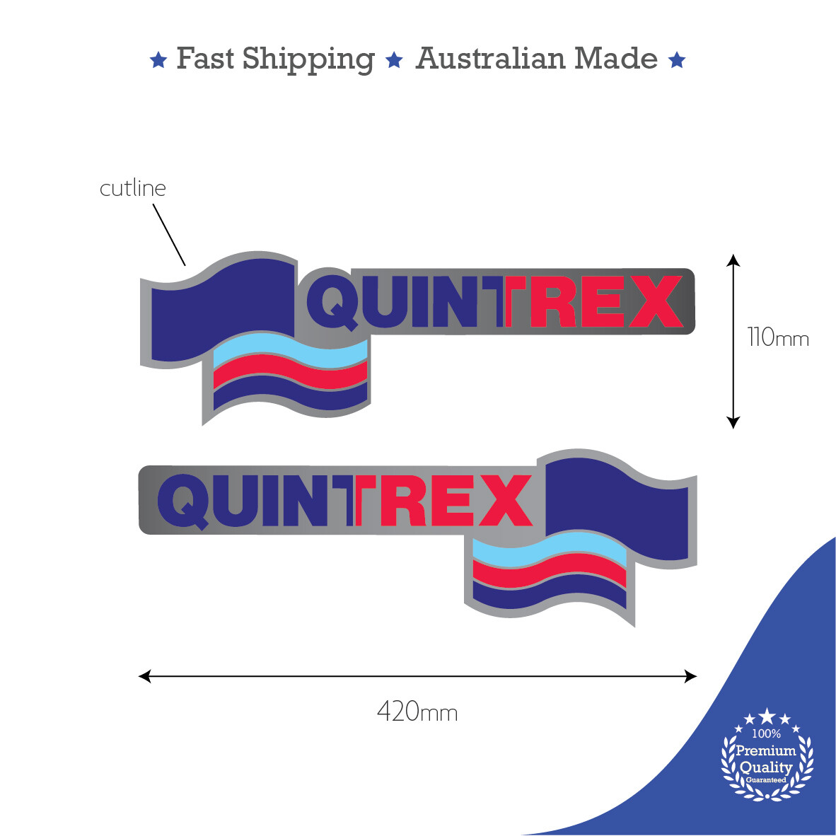 Quintrex 42cm Fishing Boat fishing Crome grey back Sticker Decal 2 pack ...