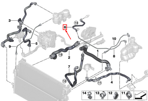 NEW MINI COOPER F55 CYLINDER HEAD-EXPANSION TANK HOSE 17128647256 ...