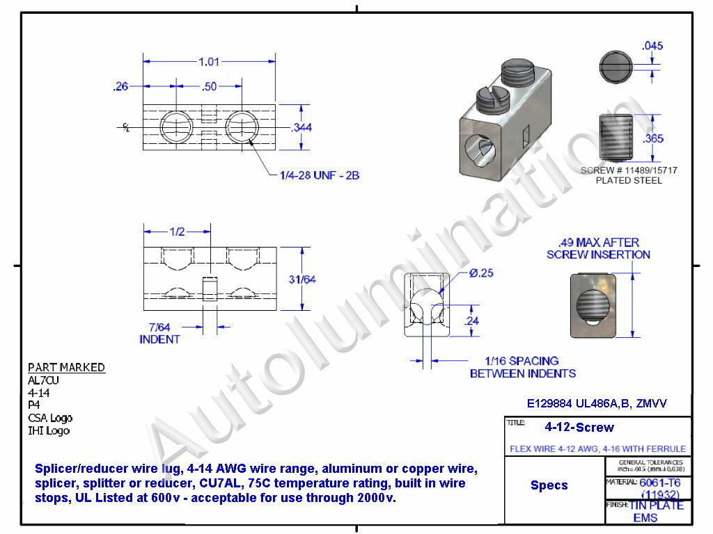 Splicer Reducer Cable Wire Screw Barrel Lug Splice Connector 2/0 2 4 ...