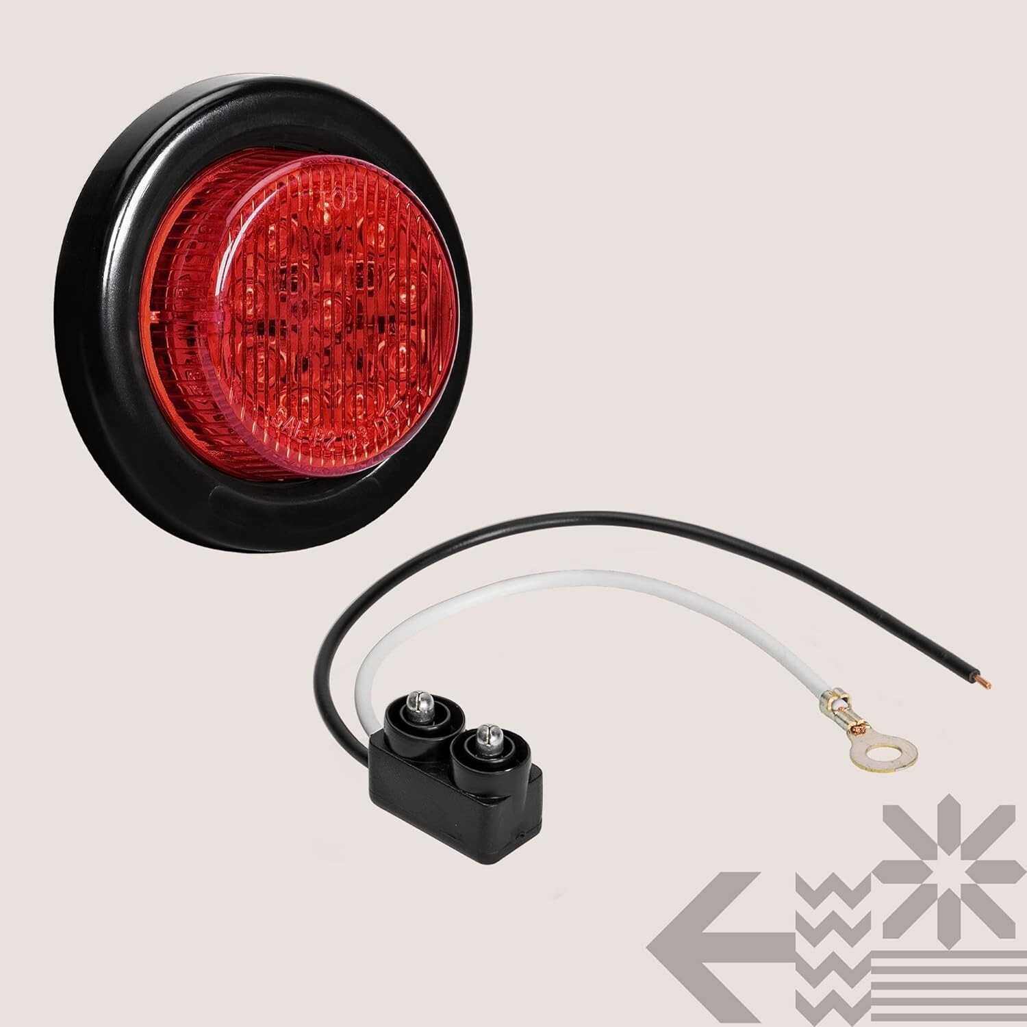1Pcs 2" Red Round LED Side Marker Clearance Signal Indicator Light Fits ...