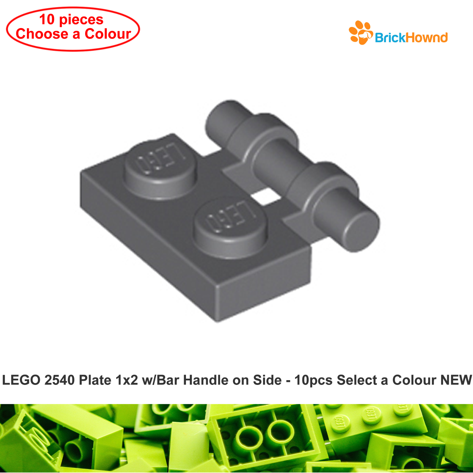 LEGO 2540 Plate 1x2 w/Bar Handle on Side - 10pcs Select a Colour NEW ...