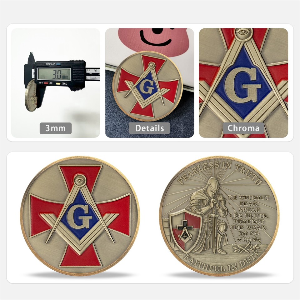 Masonic Cross Knight Templar Challenge Coin – Fearless in Truth ...