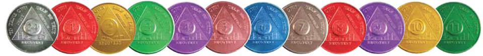 Set of 12 Monthly Aluminum Colored AA Recovery Medallion Coin Month 1 ...