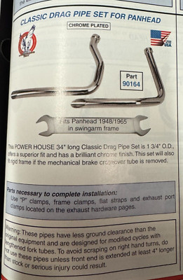 PANHEAD ''NEW'' CHROME DRAG PIPES 34'' LONG, 1 3/4" O.D, #90164 | eBay