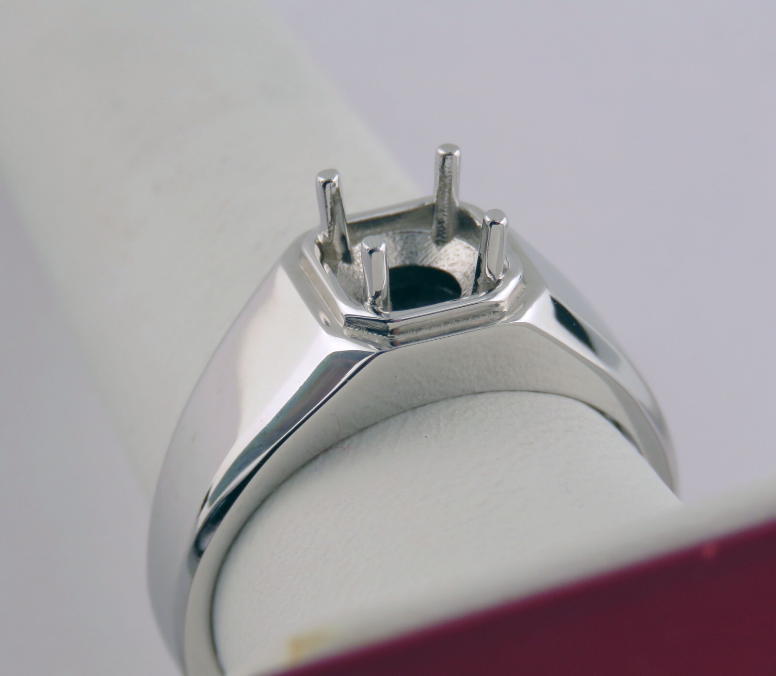 1Ct Men's Solitaire Ring Mounting 14K White Gold For 6.5 mm Round Stone ...