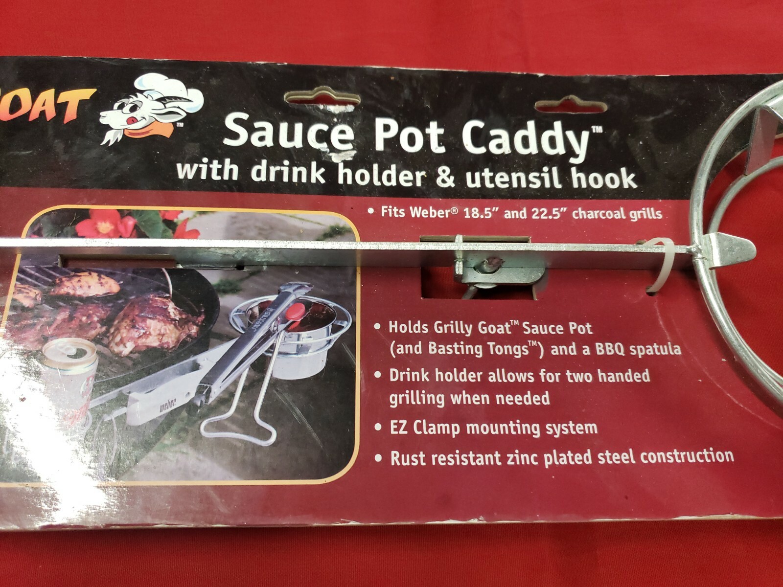 Grilly Goat Sauce Pot Caddy Drink Holder & Utensil Hook - Fits Weber ...