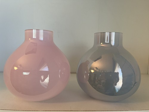 Crate & Barrel Small Midge Iridescent Glass Vases, Set of 2, Handmade ...