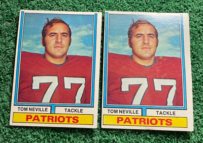 1974 Topps 77 Tom Neville New England Patriots (2-card lot) | eBay