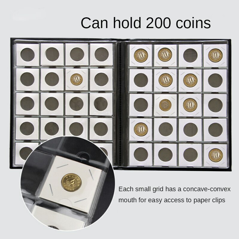 200 Pcs Coins Album for Fit Cardboard Coin Holders Coin Collection Book ...