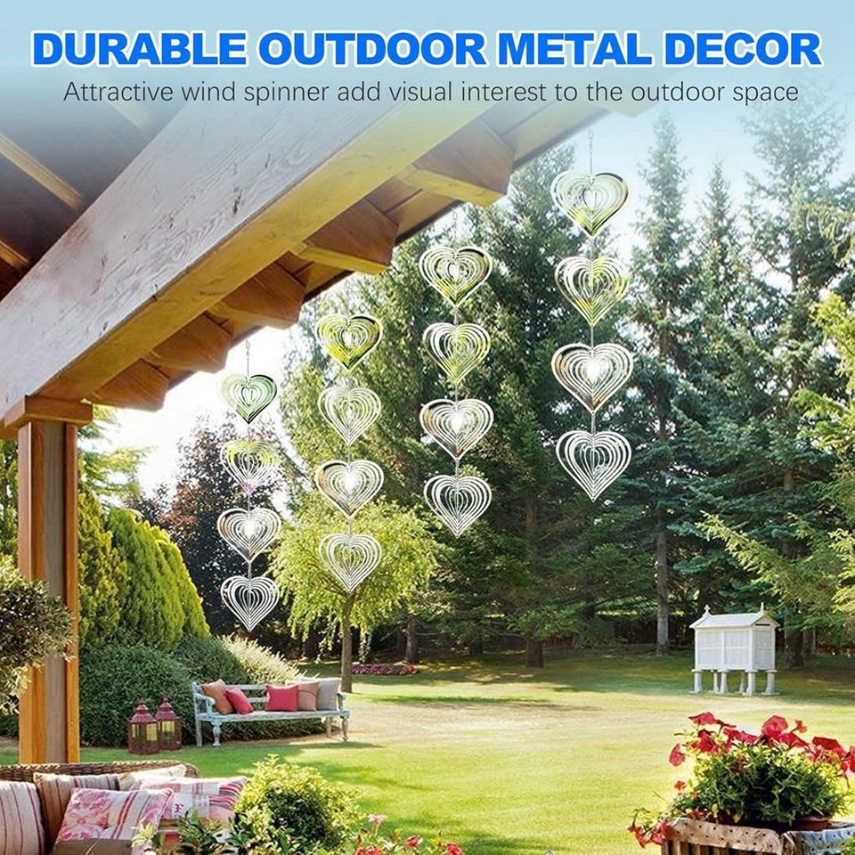 4PCS Heart Bird Scare Reflective -Sided Bird Reflectors, Sparkly Metal ...