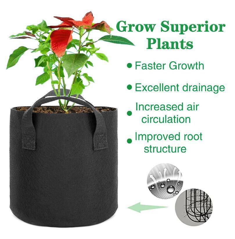 6 Pk Plant Grow Bags Fabric Pot Nursery Soil Bag with Handles Thickened ...