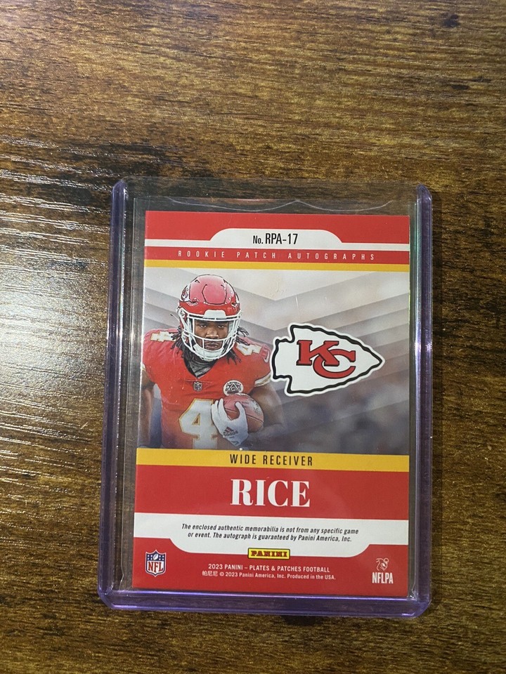 2023 Panini Plates & Patches Rashee Rice RPA Rookie Patch Auto RC #d ...