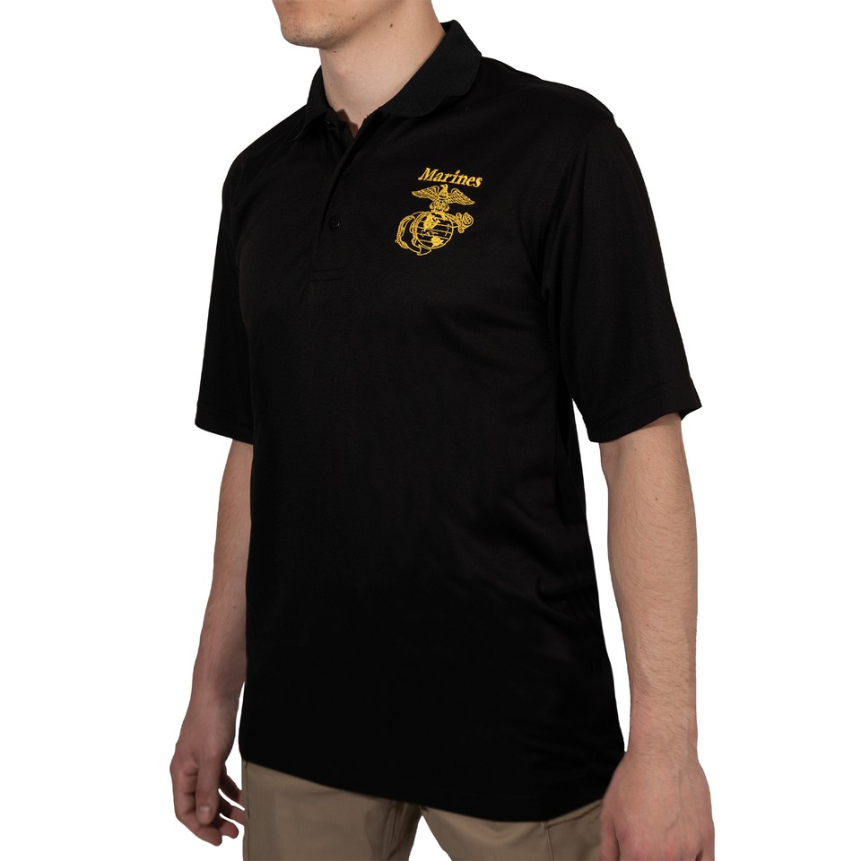 Men's Black Moisture Wicking Tactical Polo With USMC Logo | eBay