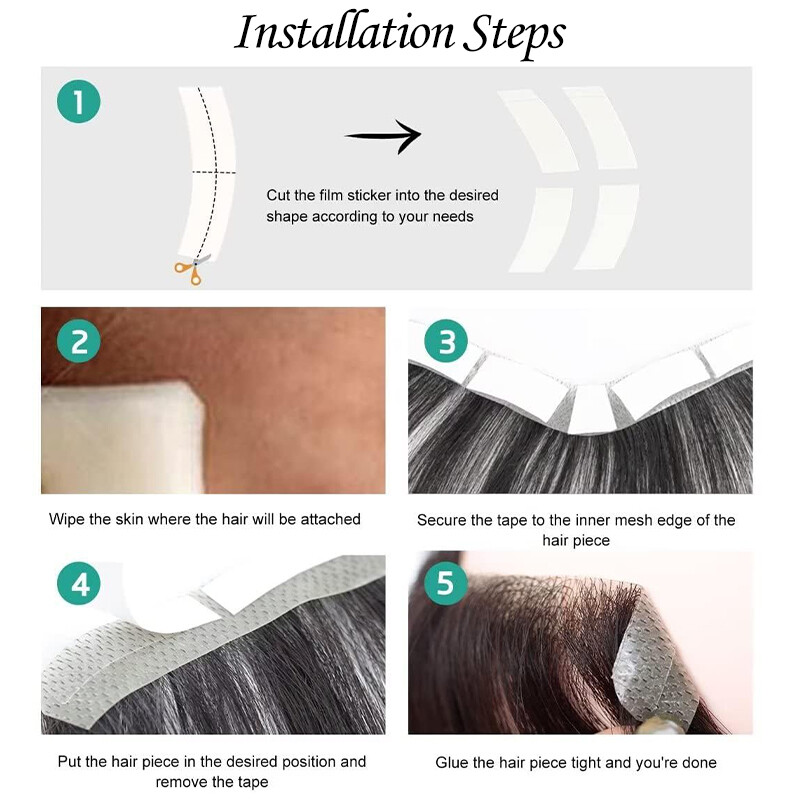 Mens Toupee 100% Remy Human Hair Frontal Receding Hairline Hairpiece ...