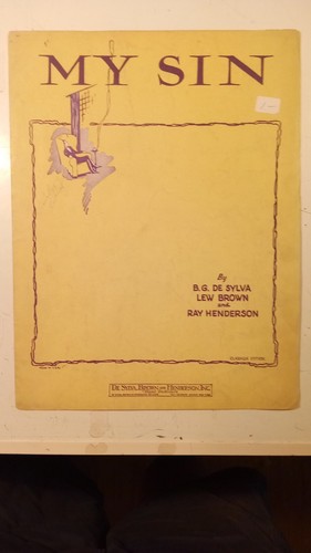 1929 My Sin B.G. De Sylva, Lew Brown and Ray Henderson Vintage Piano ...