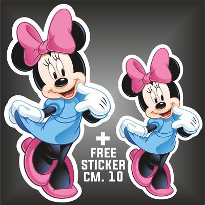 AUFKLEBER MINNI MINNIE Maus Mickey Mouse DECAL + 1 FREE STICKER CM. 10 ...
