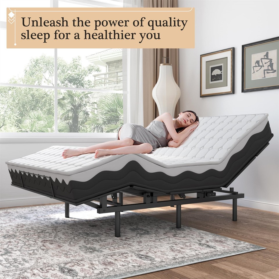 Full-Size Adjustable Bed Frame with Wireless Remote Easy Assembly ...