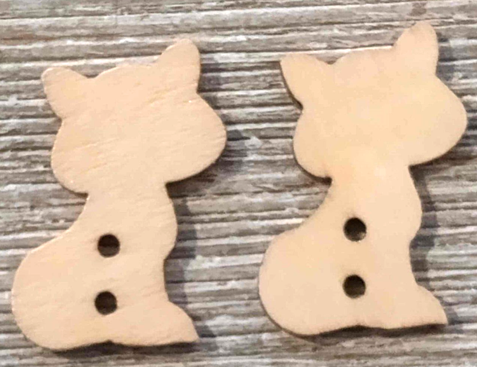 2 Blue Kitten Cat Buttons Sewing Crafting Wood 2 Hole 1" | eBay