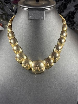 1980’s Gold Tone Graduated Convex Panel Statement Necklace | eBay