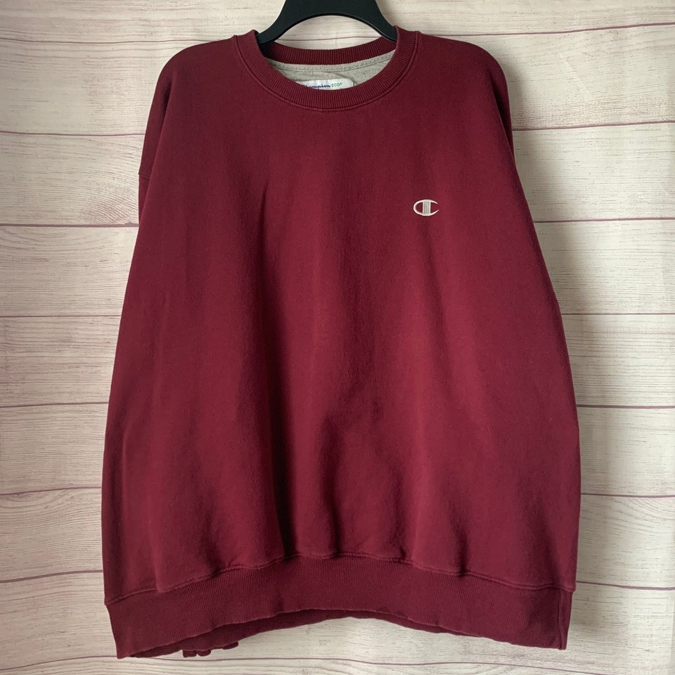 Vintage Champion Eco Authentic Maroon Red Logo Sweatshirt Pullover 90s ...
