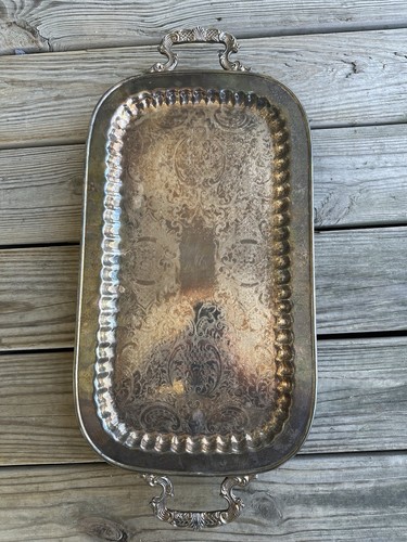 Vintage Large Leonard Footed Silver Platter Butler Serving Tray Silver ...