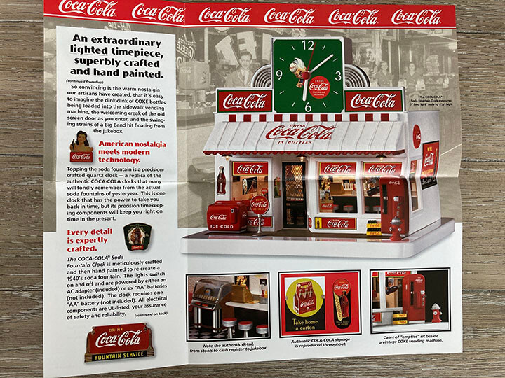 Danbury Mint 1940's Coca-Cola Soda Fountain Light Up Clock w/ Original ...