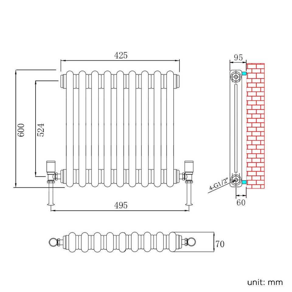 Cast Iron Radiator Traditional 2 3 Column Vertical Horizontal Central ...