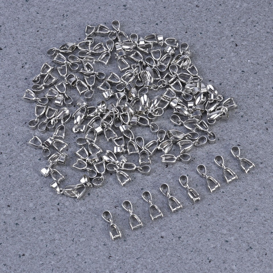 100 Pcs Metal Pinch Clip Bail Bead Pendant Connector Jewelry DIY ...