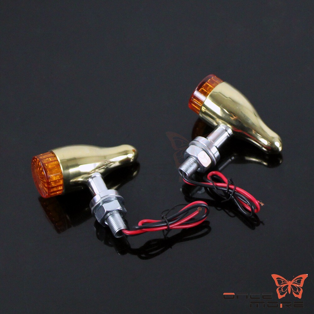 E11 E-mark 12V LED Brass Turn Signal Indicator Blinker Light For 10mm ...