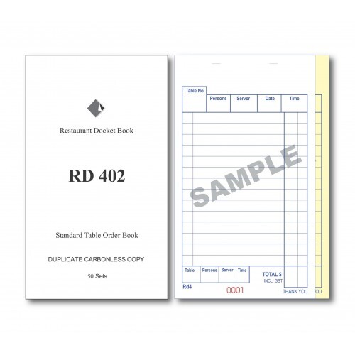 Order Docket Books Restaurant Pub Cafe Order Taking Books Carbonless ...