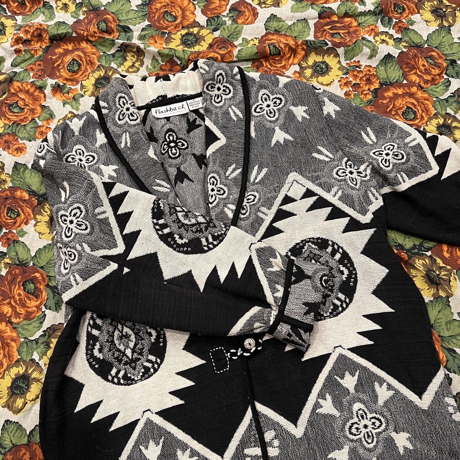 Vintage Flashback Tapestry Black White Southwestern B… - Gem