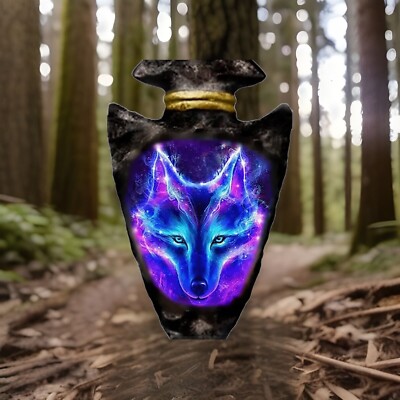 Arrowhead Wolf Pendant Necklace Blue Black Unisex Mother’s Day Father’s ...