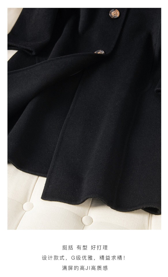 Women 100% Wool Double Side Coat Woolen Coat Single Breasted Lapel ...