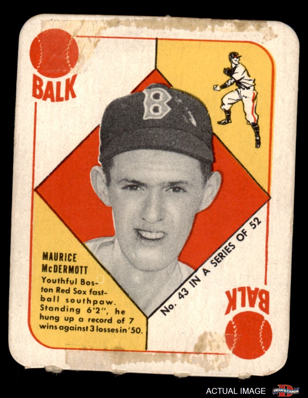 1951 Topps Red Back #43 Mickey McDermott Red Sox 1.5 - FAIR | eBay