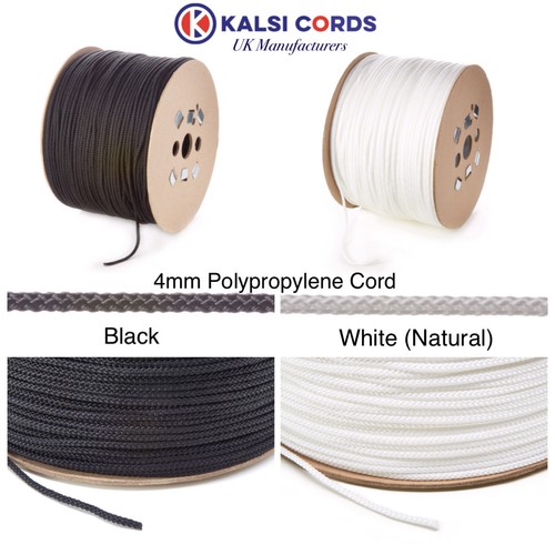 4MM ROUND POLYPROPYLENE ROPE BRAIDED POLY CORD STRONG STRING IN BLACK ...