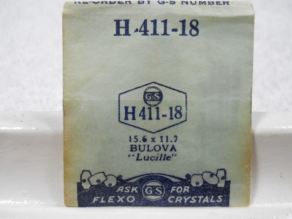 GS H411-18 PH411-18 Watch Crystal Fit Bulova Lucille 15.6 x 11.7 mm ...
