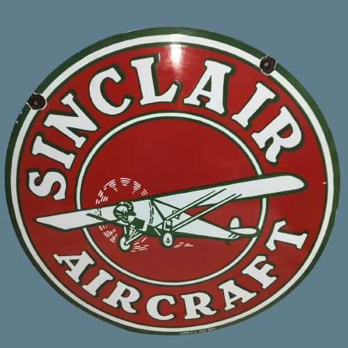 Porcelain Sinclair Aircraft Enamel Metal Sign Size 30" x 30" Inches ...