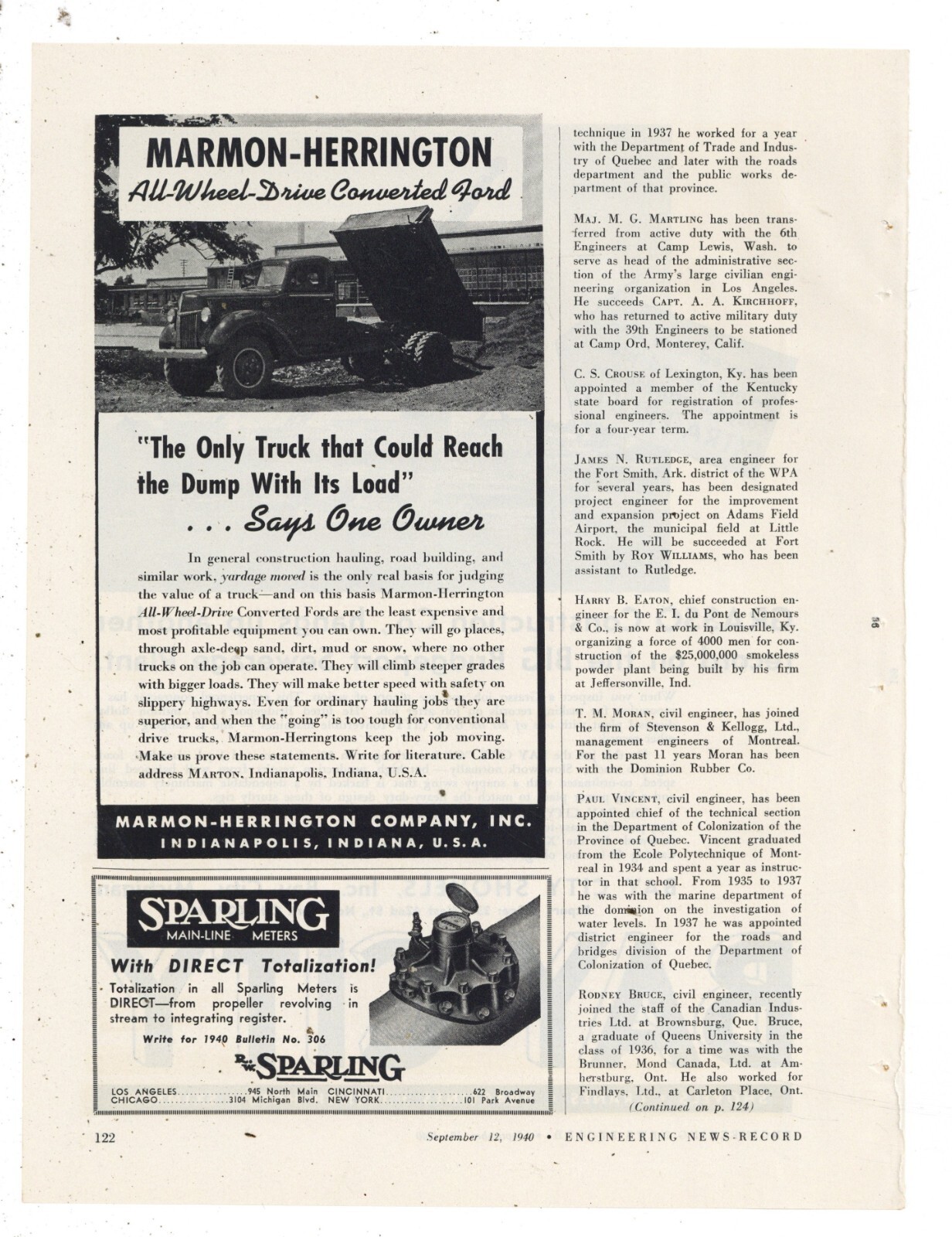 1940 Marmon Herrington Co. Ad: Ford Four Wheel Drive Converted Dump Truck | eBay
