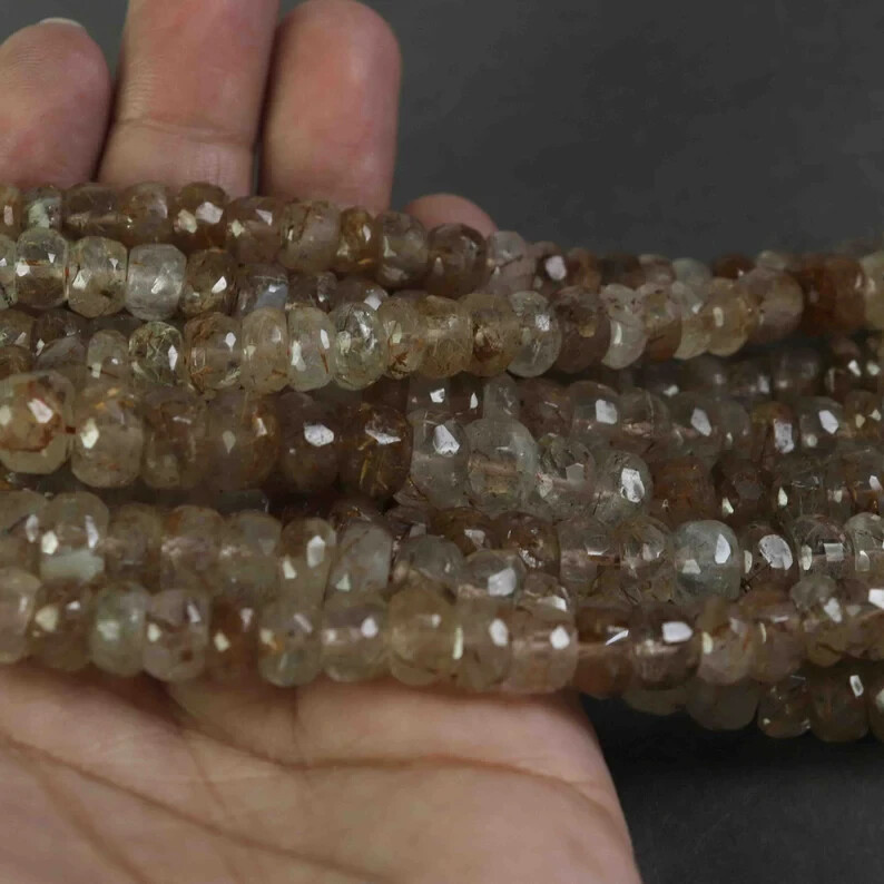 1 Strand Brown Rutile Roundell Beads ,Faceted Gemstone Round beads ...