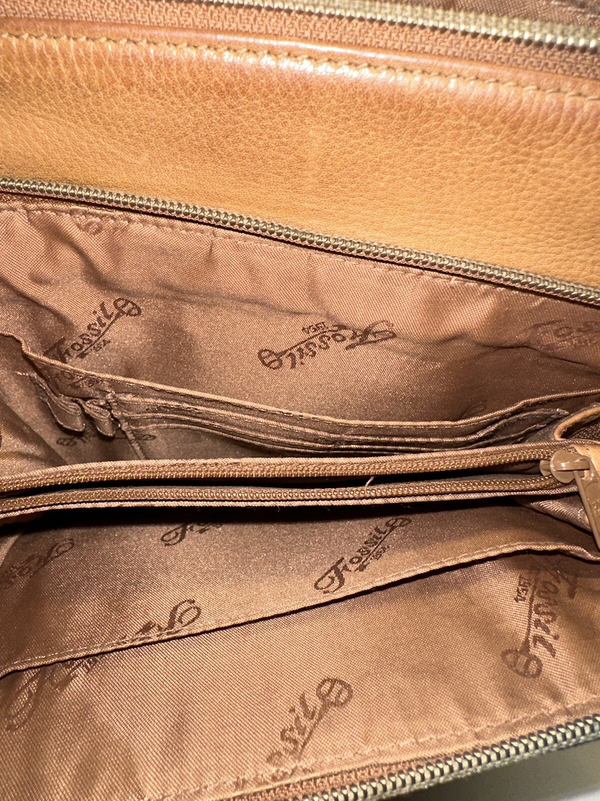 Brown Fossil Crossbody Leather Purse - Adjustable Strap For Shoulder Or ...