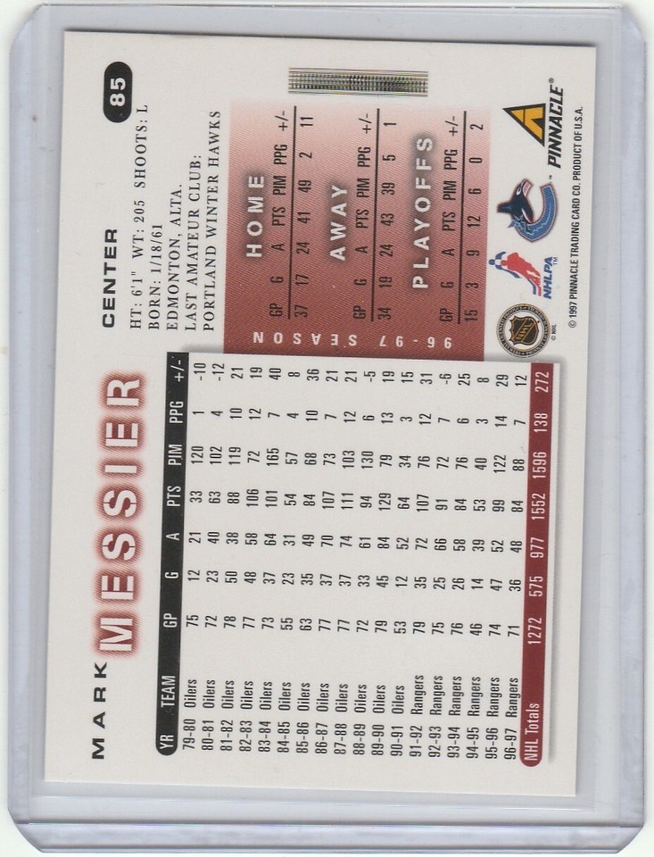 1997-98 Score #85 Mark Messier Artist Proof | eBay