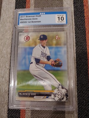 Mackenzie Gore Rookie Card - 2017 1st Bowman Draft #BD-25 - AGS Mint 10 ...