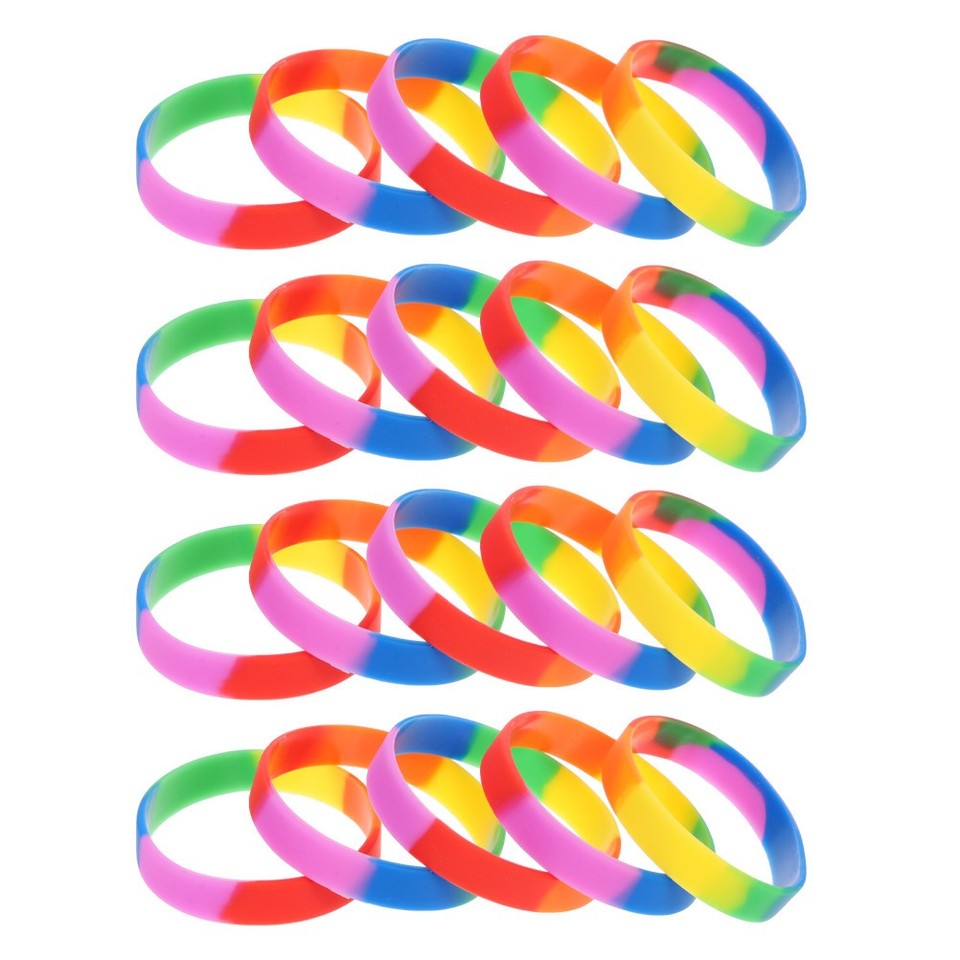 20 Pcs Wrist Bands Bracelets Custom Colored Wristbands Bangle for Girl ...
