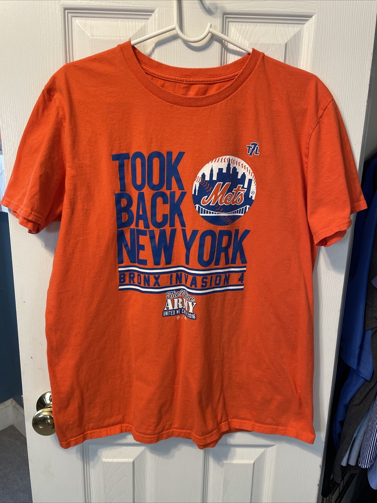 New York Mets Baseball Shirt The 7 Line Bronx Invasion Men's Orange Large | eBay