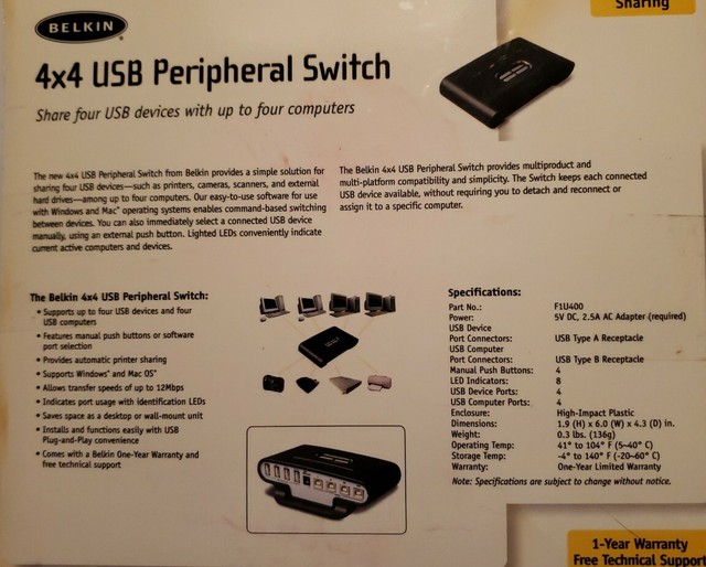 Belkin 4x4 USB Peripheral (629297) 4-Ports External USB peripheral ...